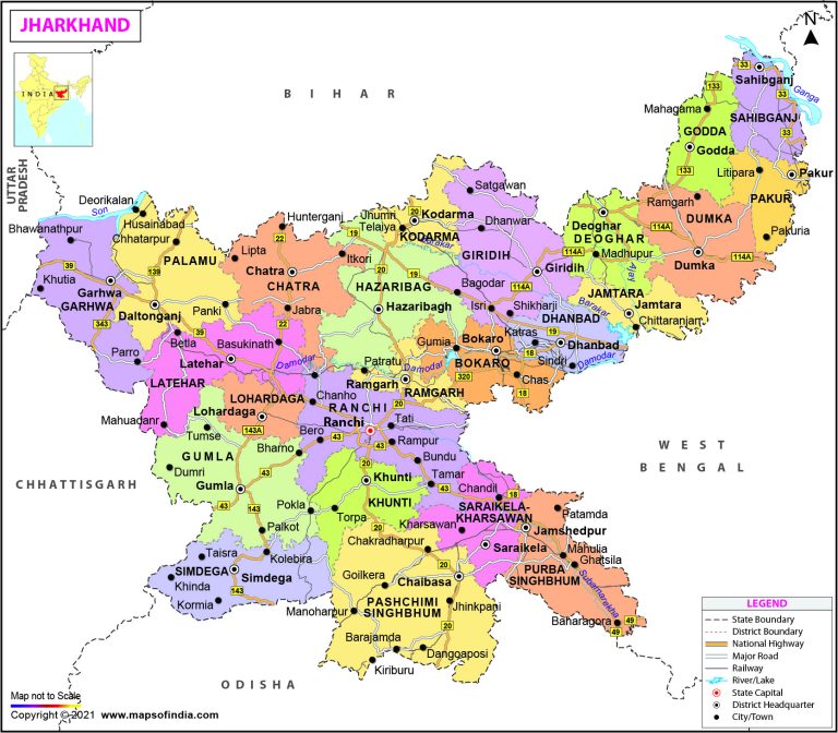 Jharkhand, History, State, Map, Facts, Information, Populations, Capitals